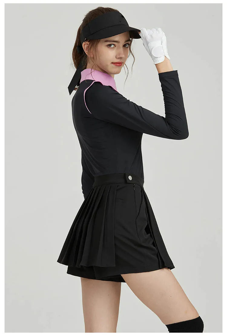Women's Golf Long Sleeve Diagonal Collar T-shirt Autumn Slim Golf ...