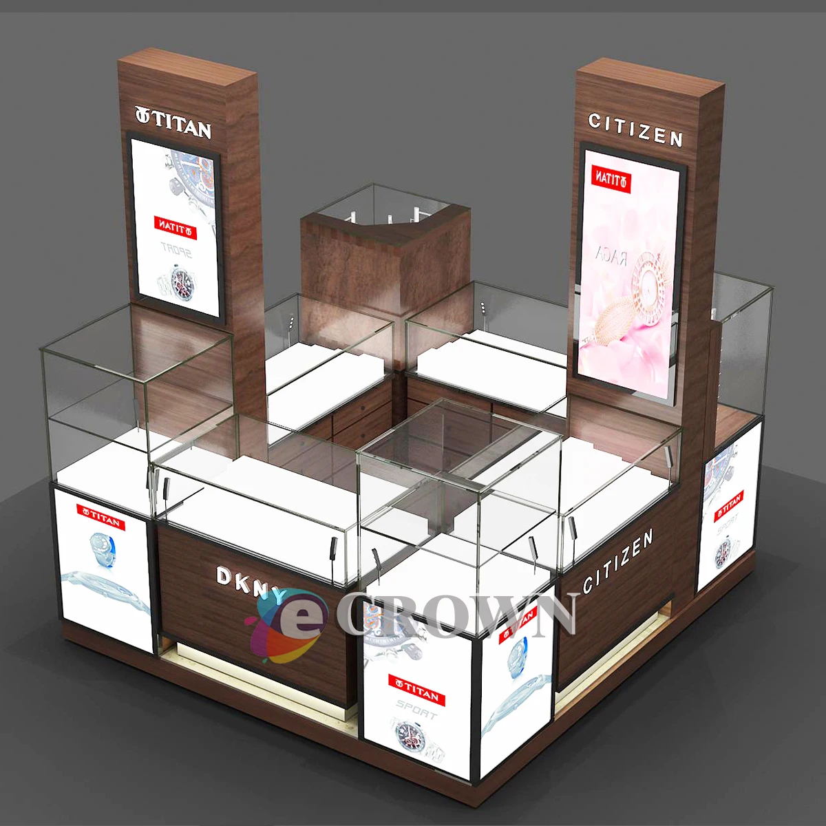 Wood kiosk design display wood cabinet For mall kiosk decoration OEM ...