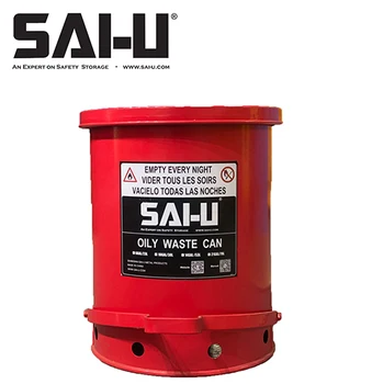 Wc010r Sai-u Laboratory Red Garbage Bin Fireproof Trash Can Oily Waste ...