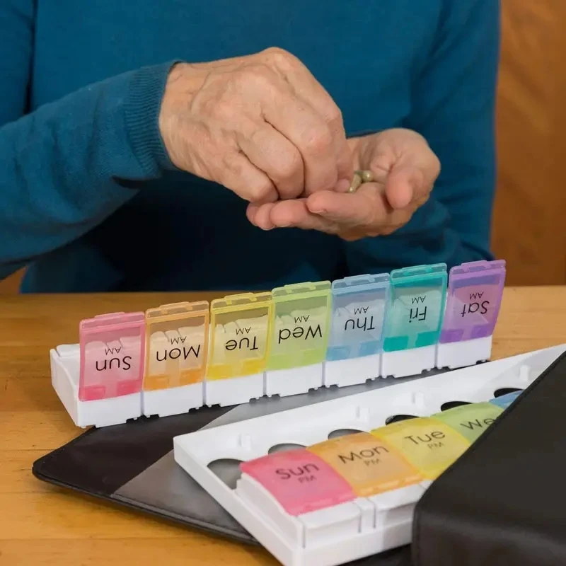 Easy Open Large Pill Organizer Day Night 7 Day Pill Box Twice A Day ...
