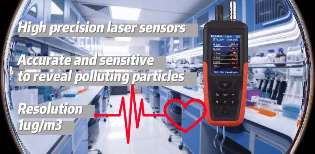 Dust Particle Air Quality Tester - Data Logging Detector