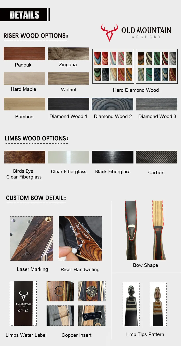Old Mountain Archery Customized 64" Carbon Laminated Traditional Bow ...