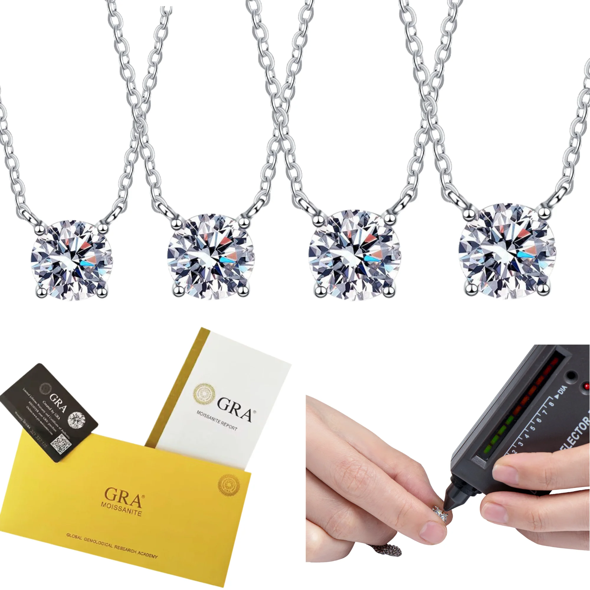 Top Selling S925 Silver Moissanite Necklace 1ct-5ct Certified GRA Fast ...