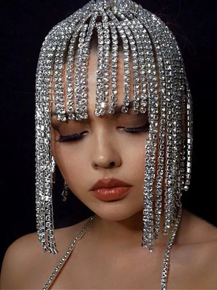 Wholesale Women Rhinestone Long Tassel Head Hair Chains Hair Chain ...
