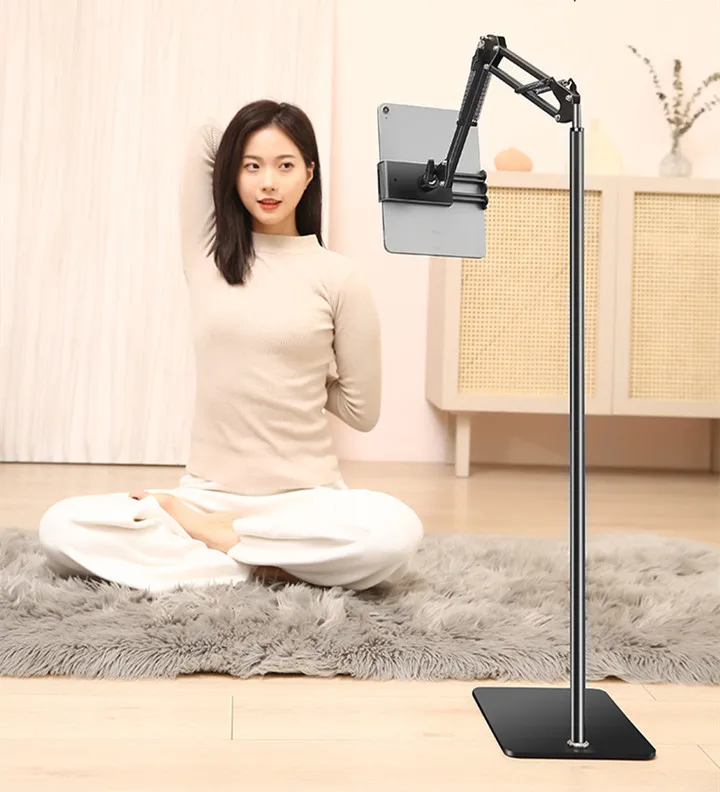 135cm Tall Tablet Stand Adjustable Metal Floor Standing Tablet Holder ...