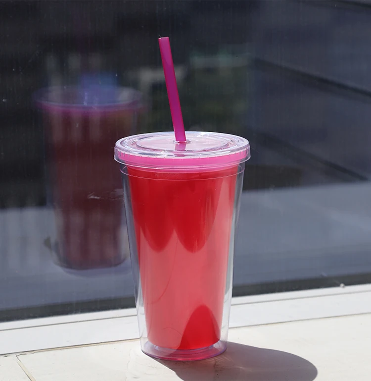 16 Oz Reusable Color Changing Temperature Plastic Cups,Drinking Tumbler ...