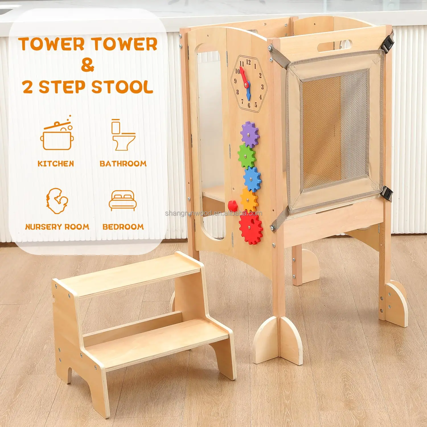 Kitchen Helper Wooden Foldable Collapsible Adjustable Toddler Tower ...