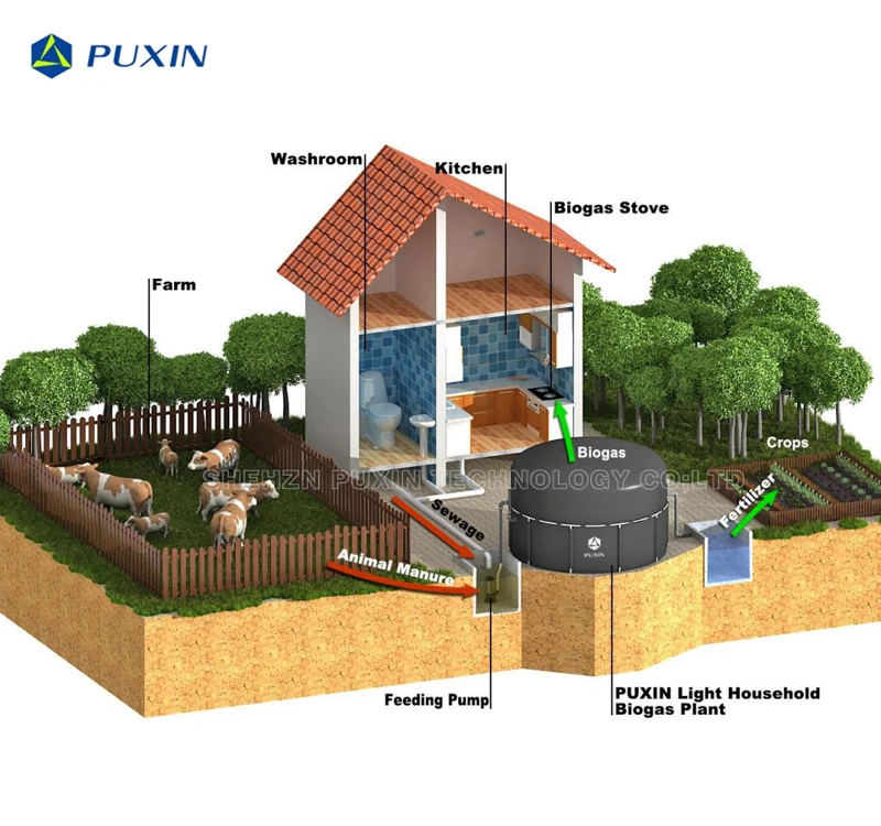 Puxin 15m3 Flexible Pvc Biodigester For Cow Dung Pig Manure Chicken ...