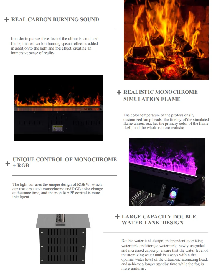 Modern Slim Line Electric Fireplace with 3D Atomization