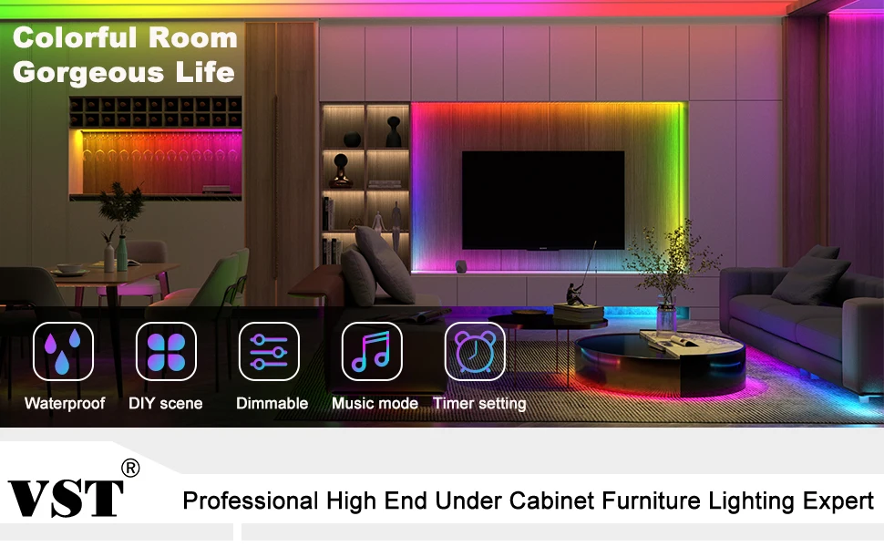 VST Rechargeable RGB Light Strip APP or Wifi 12V Remote Controlled 5050 ...