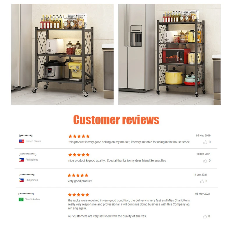 3Tier Movable Metal Storage Shelves Rack, Foldable Wire Shelving Units ...