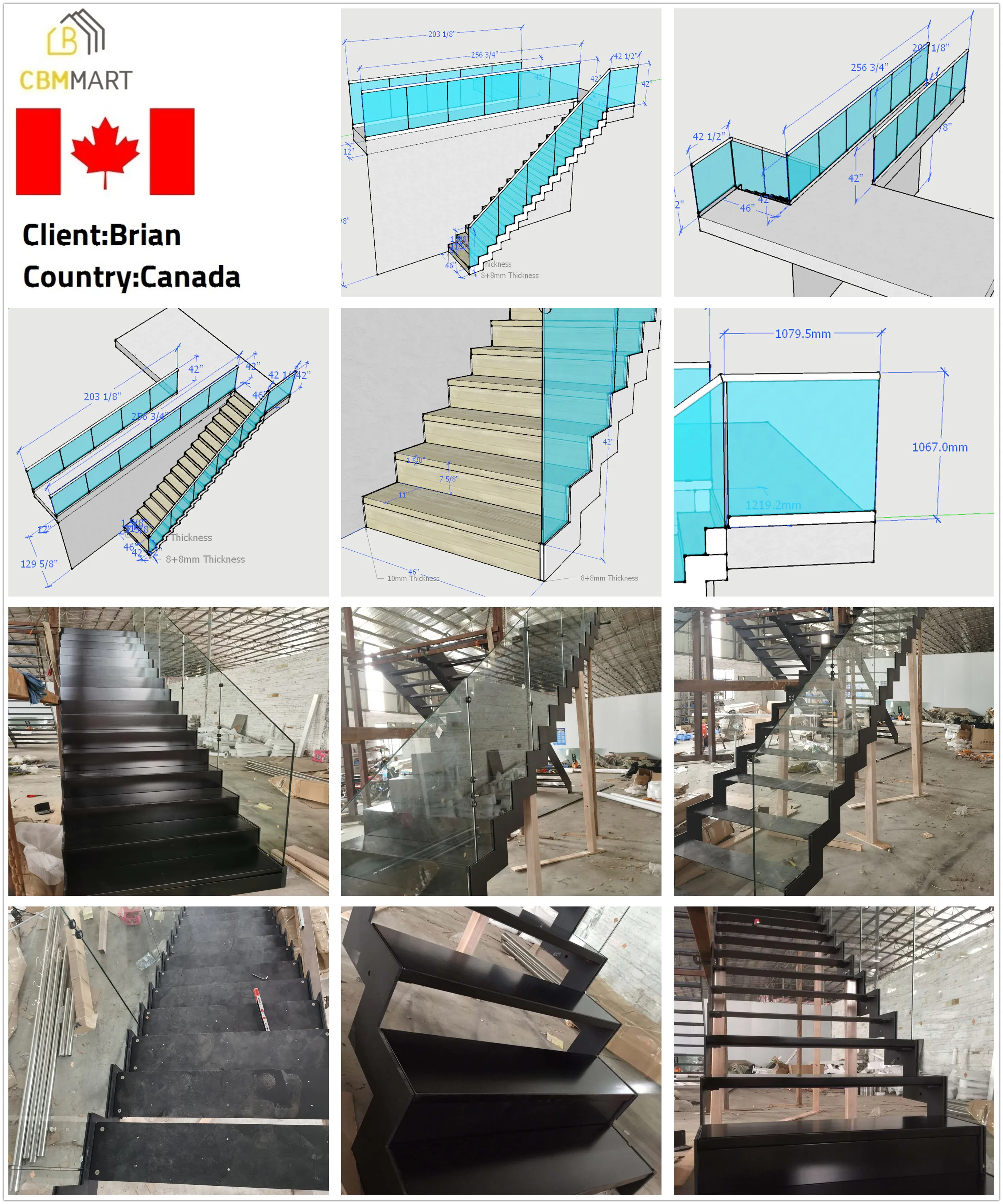 Central Beam Straight Staircase with Wood Treads & Glass Railing ...