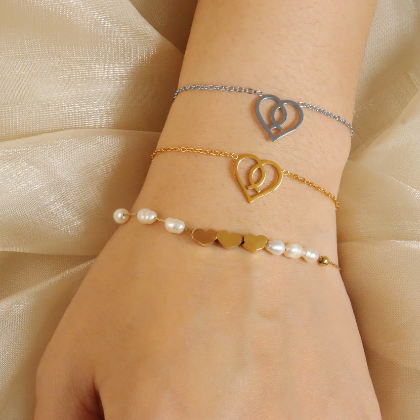 Designer Bracelets For Couples Love Heart Bracelet Charm Stainless Steel Bracelet Women Luxury Jewelry For Women Waterproof