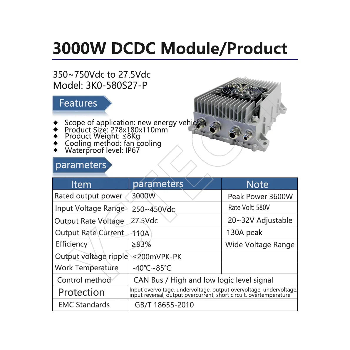Ev 자동차 버스 Dc 컨버터 400v 600v 250v ~ 750v ~ 27.5v 13.8v 600w 1kw 1.2 1.5kw 2kw 2.5kw 3kw 5kw Ev Pdu ...