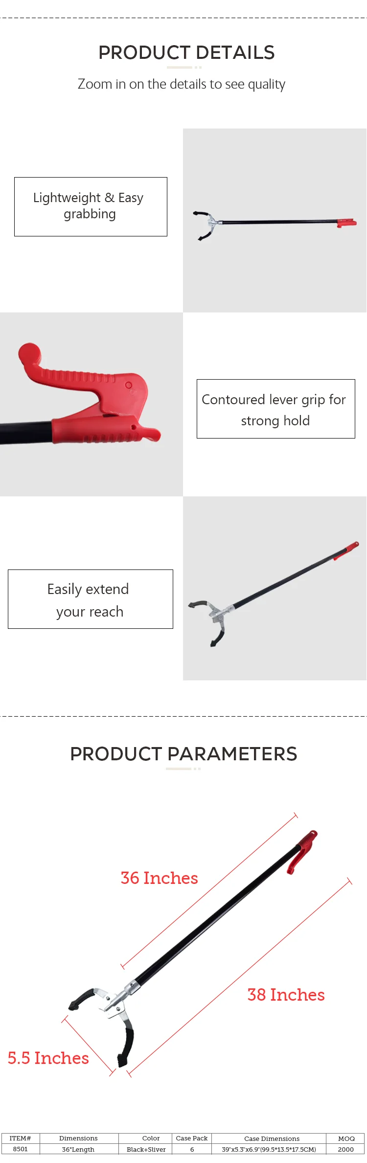 Eco-friendly Litter Picker Reacher Grabber Reaching Tool Garbage Picker ...