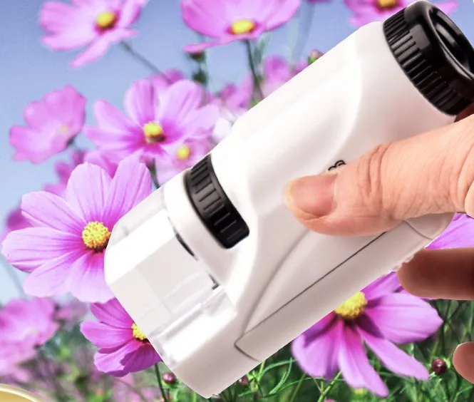 Handheld Microscope Kit Lab LED Light 60X-120X Home School Biological ...