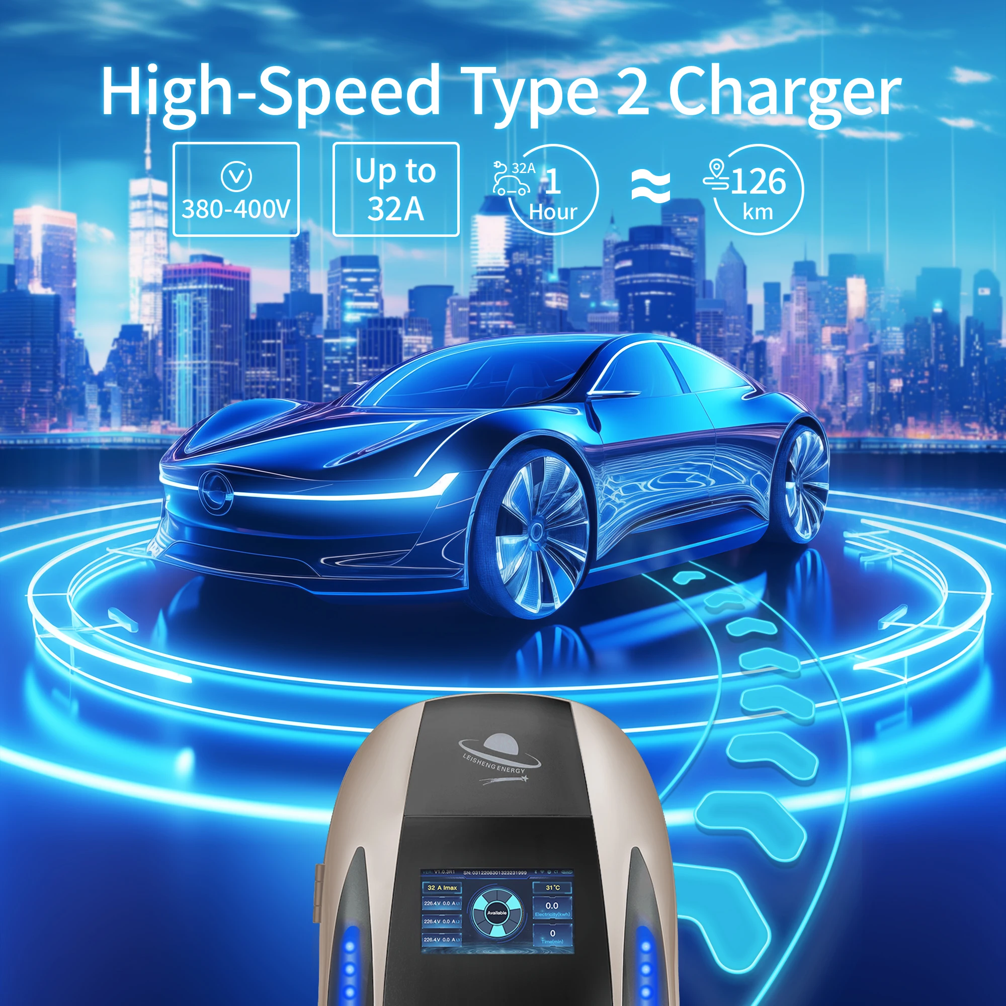 Super 22KW Fast EV Charger 380V 7.2KW-11KW Portable Wall-mounted ...