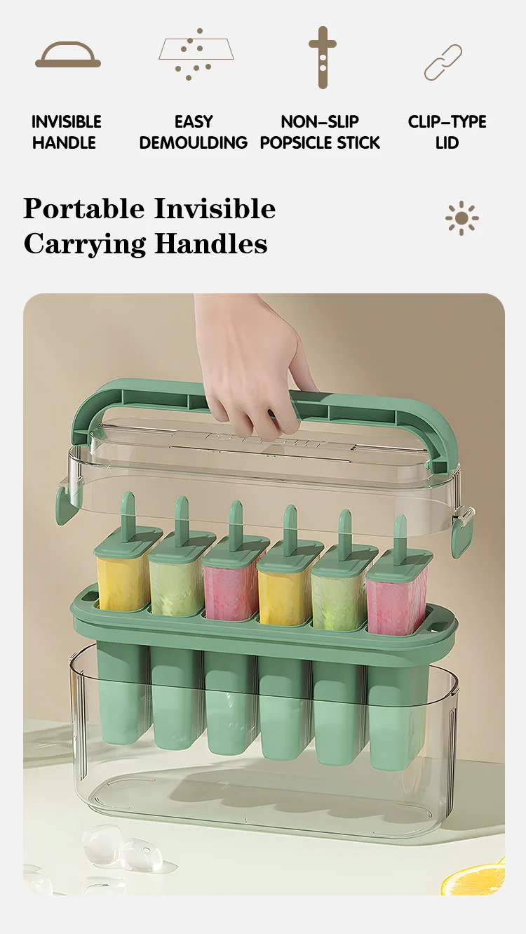 6-Cavity Plastic Ice Pop Maker Shapes Custom Kitchen Gadgets Frozen Ice ...