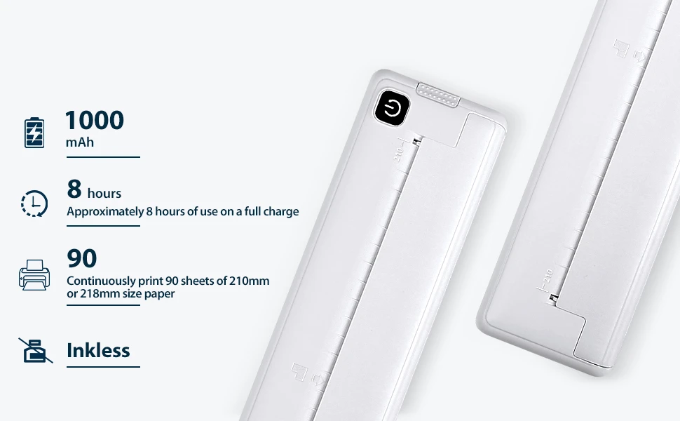 Desktop Wireless Portable Handheld Inkless Small A4 Size Temporary ...