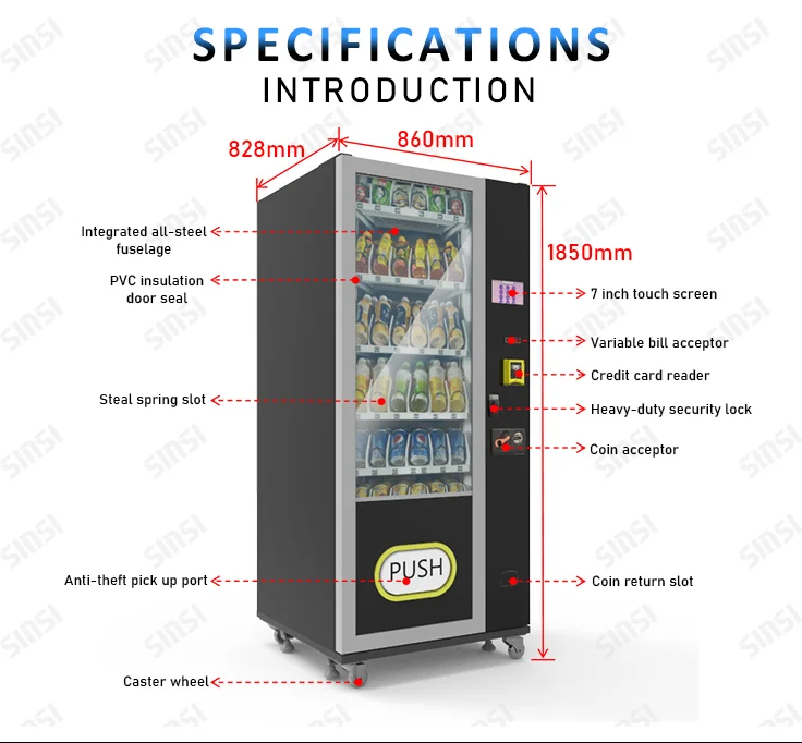 Water Slim Coin Operated Vending Machines Cold Drink Mental Vending ...