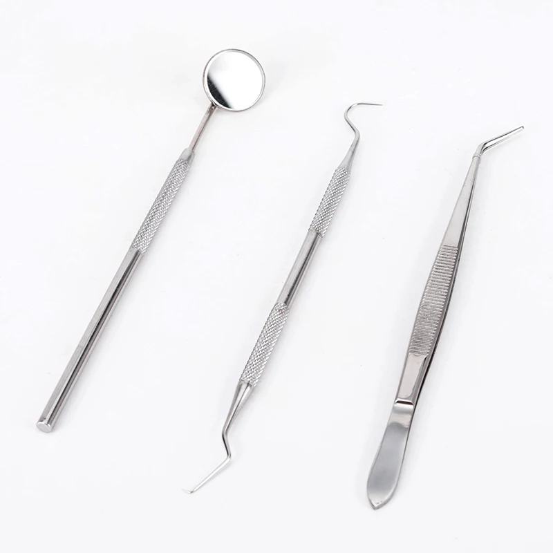 Stainless Steel Dental Mirror Probe and Tweezer Instrument Kit of 3 ...