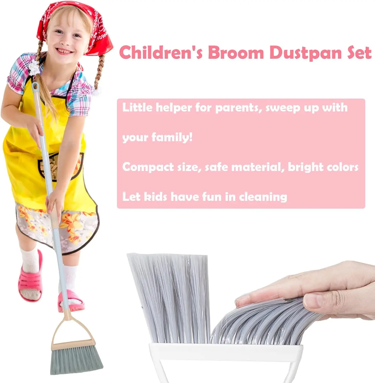 Light Blue Mini Broom And Dustpan Set Little Housekeeping Helper For ...