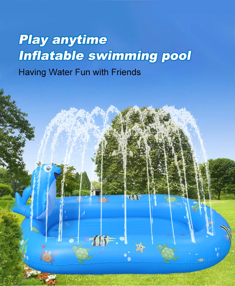 Inflatable Dolphins Sprinkler Fountain Pool Float Water Spray Carpet ...
