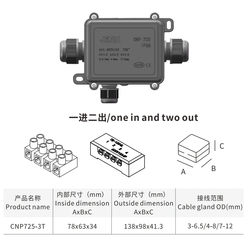 3 Ways One In And Two Out Ip68 Outdoor Waterproof Electrical Wire ...