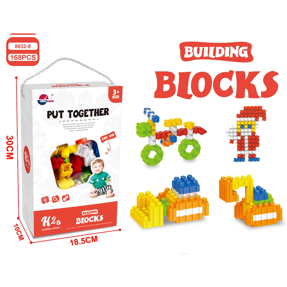 168pcs Classic Educational Big Piece Plastic Building Blocks For ...