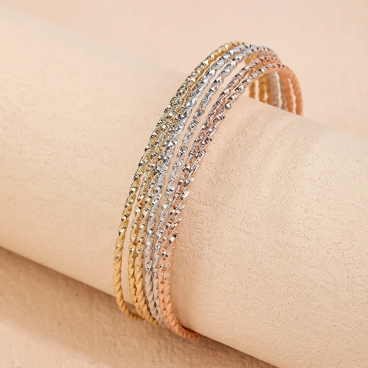 Woven Bracelet Simple Multilayer Three-color Bracelet 18K Multi-ring ...