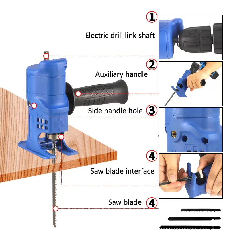 Reciprocating Jig Saw Metal File Attachment New Portable Electric Drill ...