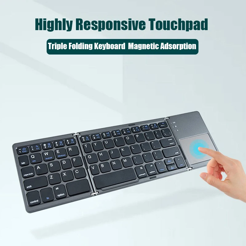 B033 Foldable Wireless Keyboard with Touchpad for Windows, Android, and IOS