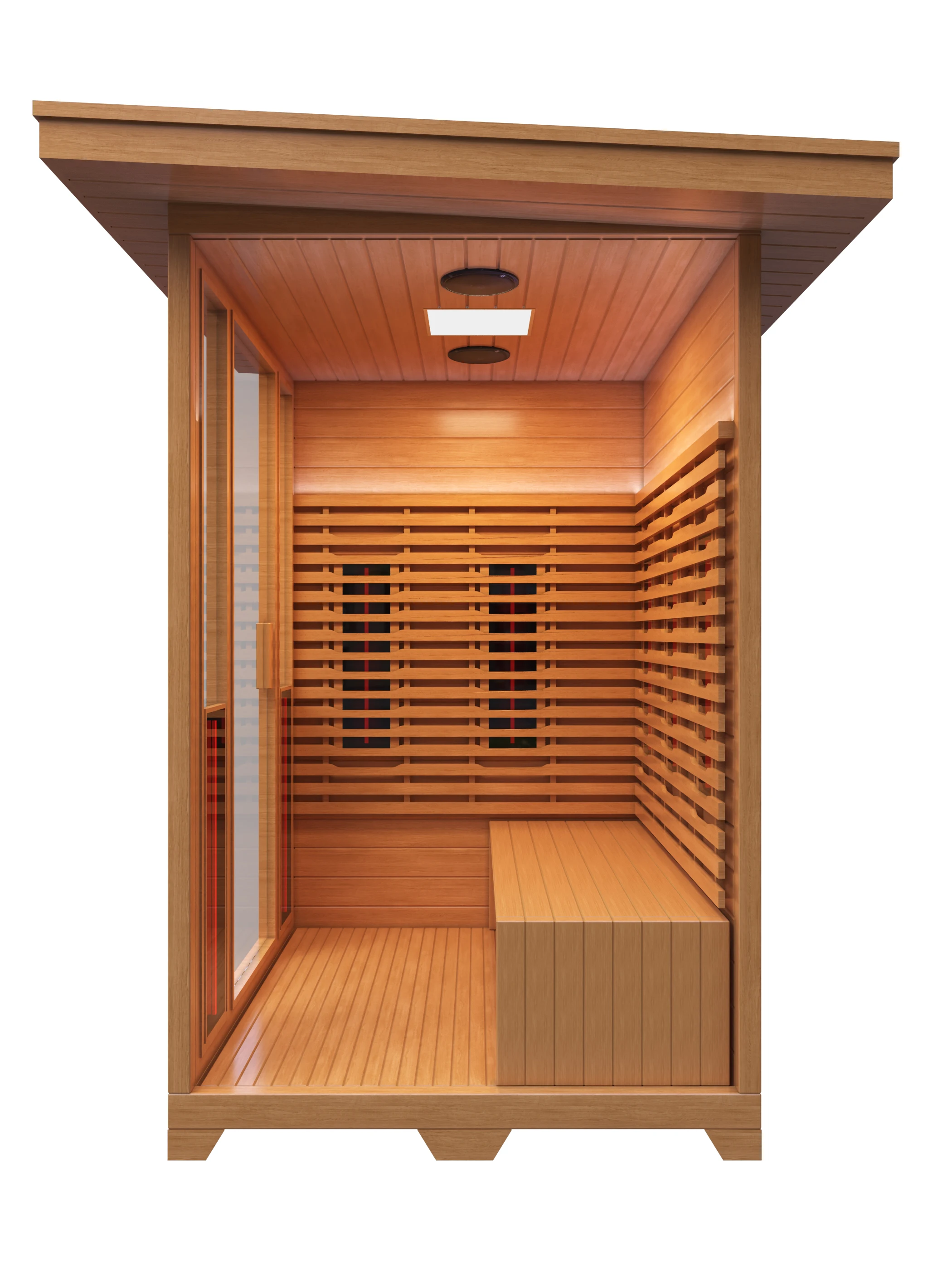 Luxury Outdoor Sauna Flat Roof Infrared Outdoor Sauna With Control ...