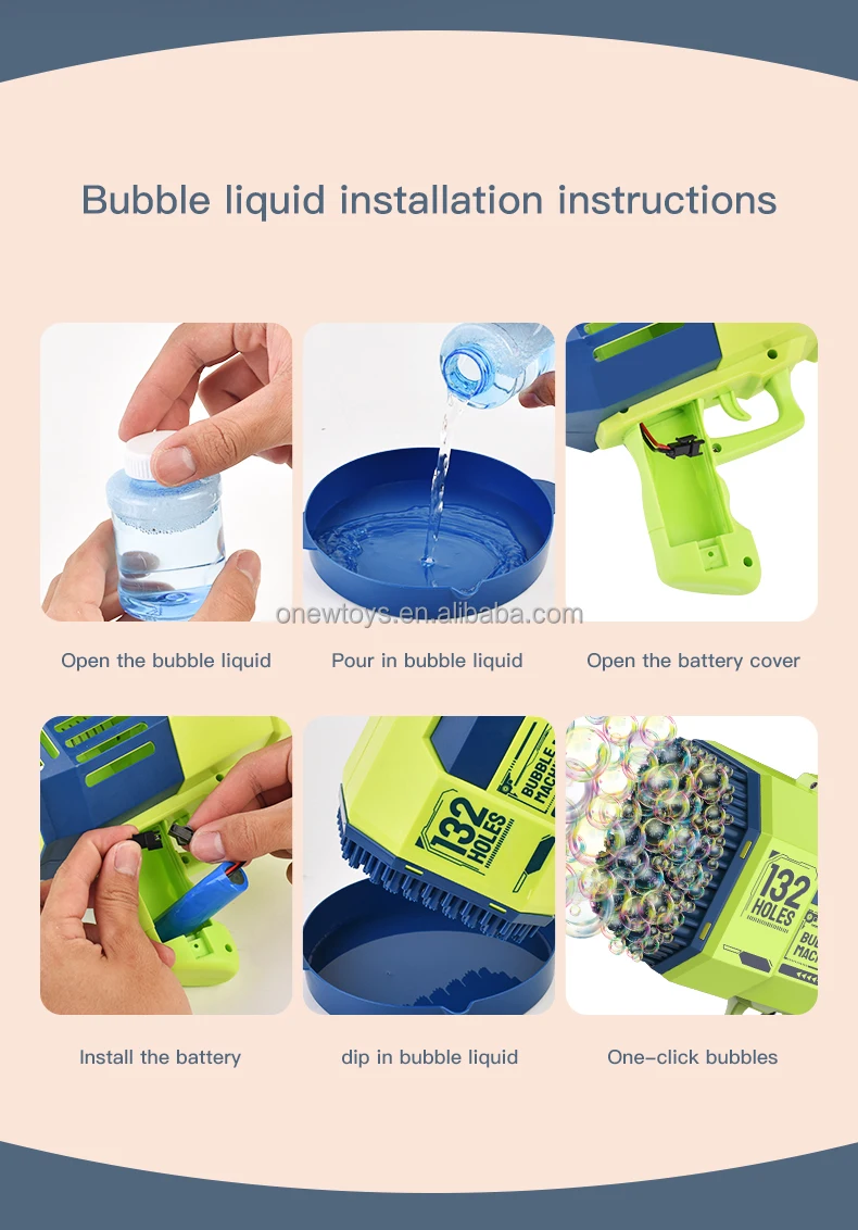 132 Holes Automatic Bubbles Maker - Fun for Kids & Adults