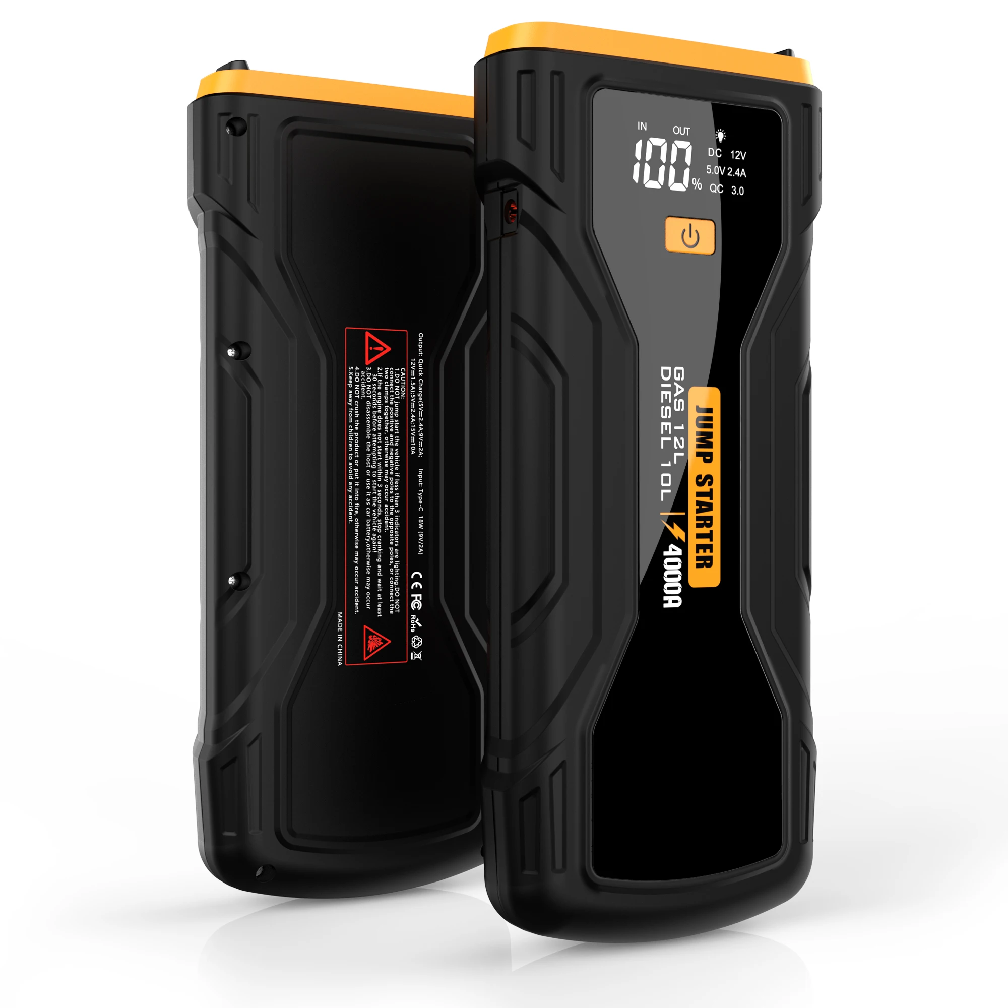 16000mah Jump Starter with 4000A Peak Current - Reliable Car Booster