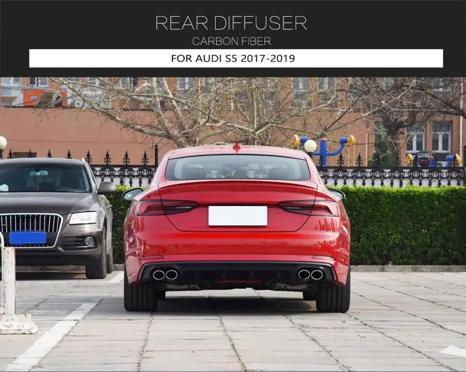 Carbon Fiber Rear Diffuser Fin Bumper Lip Splitter Spoiler For Audi A5 ...