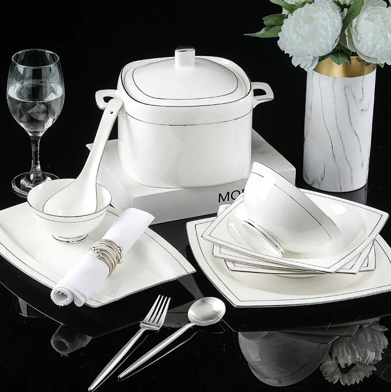 Luxury Bone China Dinnerware Set - 60pcs Tableware for Home ...