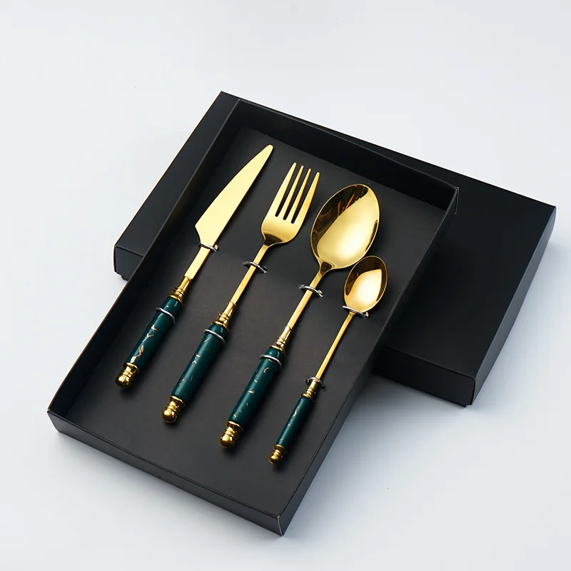 Modern Luxury Stainless Steel Porcelain Handle Cutlery Gift Set ...