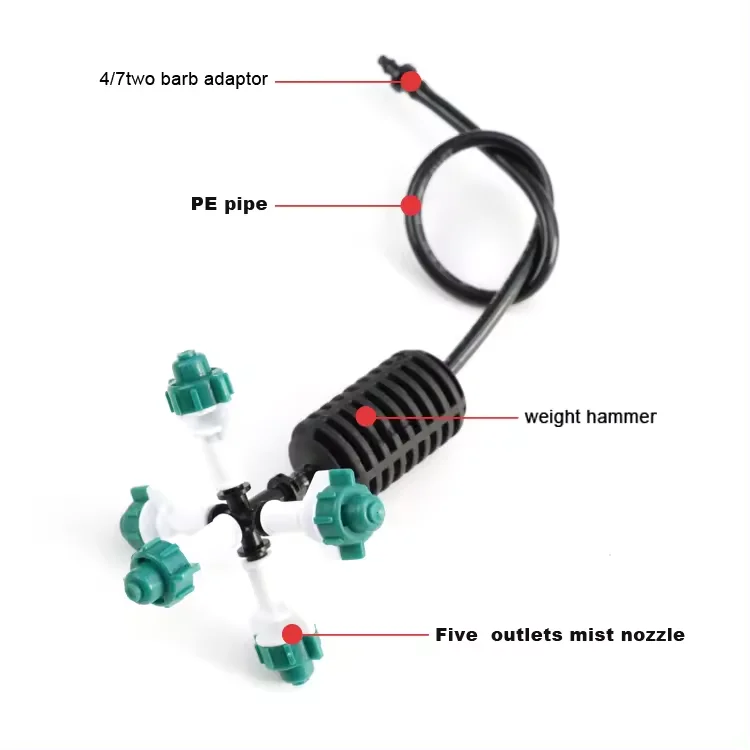 5 Way Fogger Water Misting Nozzles 5 Outlet Micro Sprinkler Irrigation ...