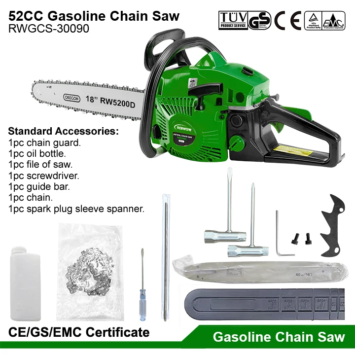 52CC 2-Stroke Gasoline Powerful Gas Chain Saws Machine Single Cylinder ...