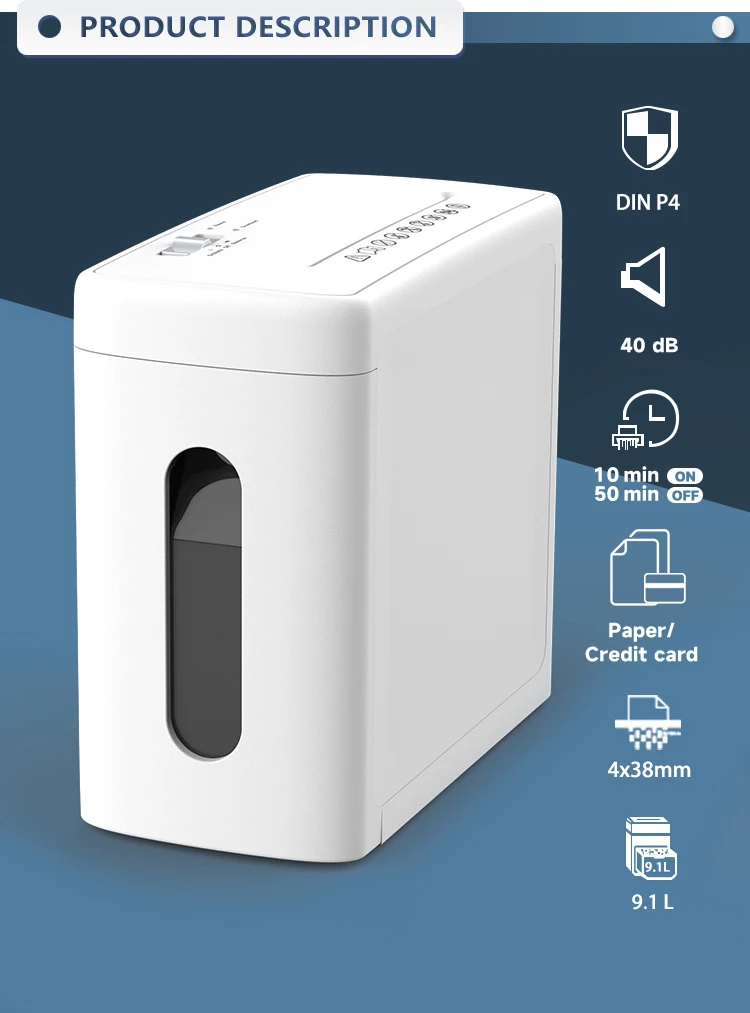 9.1L P4 Cross Cut 40db Silent Paper Shredder - TPPS EFC410D