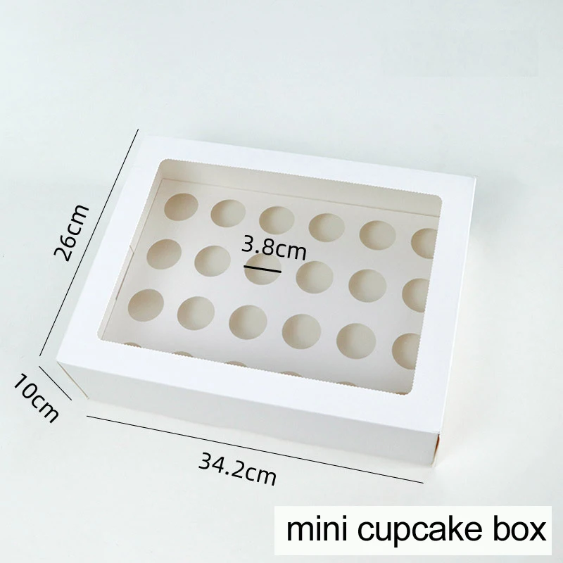 Mini Cupcake Box 24 Cavity White and Brown Flat Shipping 350GSM With ...