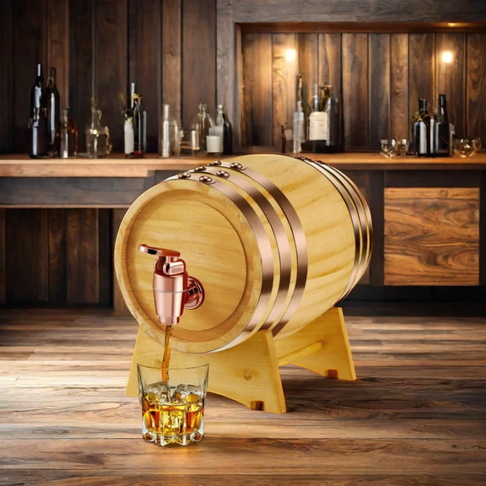 2 Liter Oak Barrel With Stand Wooden Whiskey Barrel Vintage Beer Wine ...