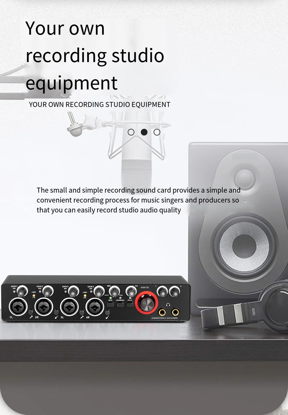 QLDZ Audio Sound Card - 4 Channel USB Interface for Recording