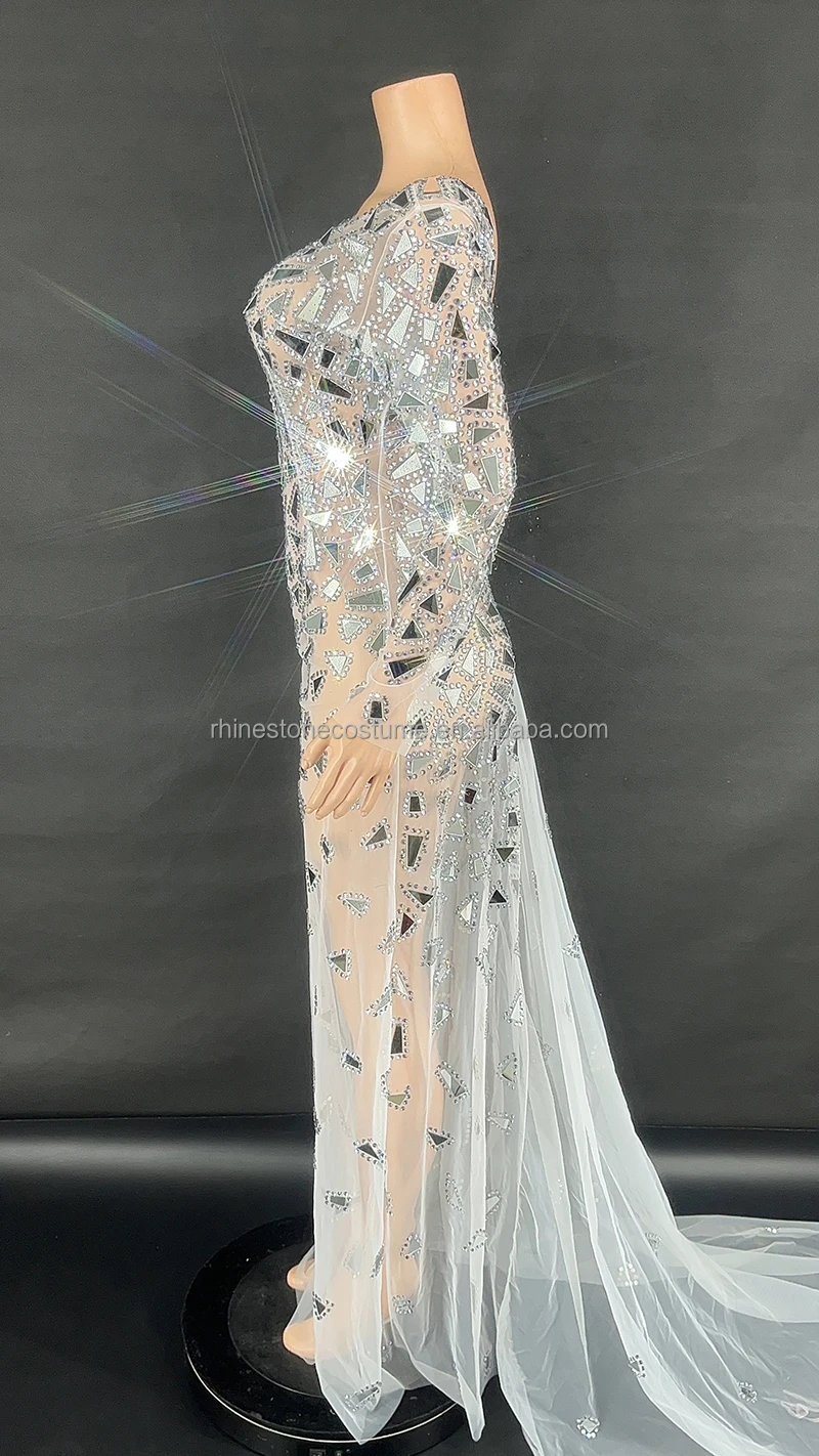 Customized Plus Size Singer Stage Show Sliver Sequin Mermaid Evening ...