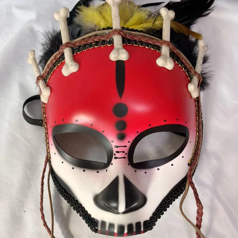 Black Magic Voodoo Face Mask for Halloween Sorcerer Costume
