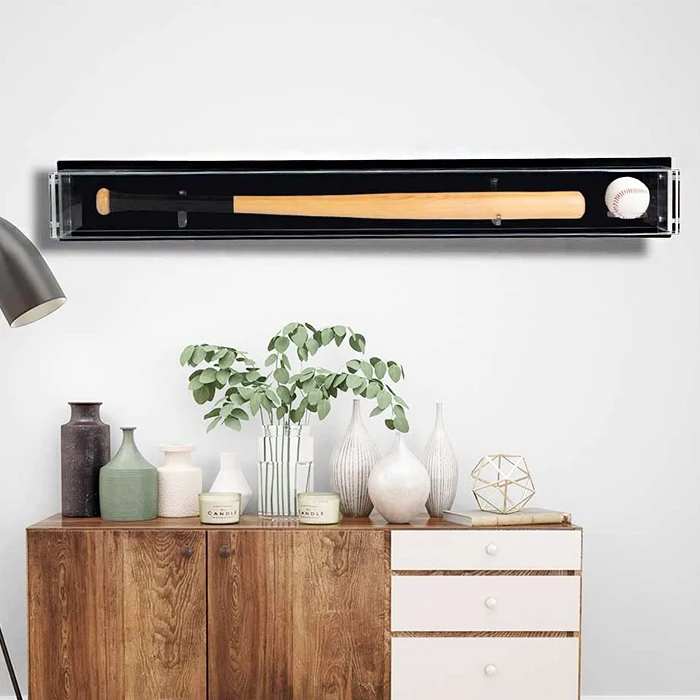 Wall Mounted Clear Acrylic Baseball Bat Display Case With Cover Acrylic ...