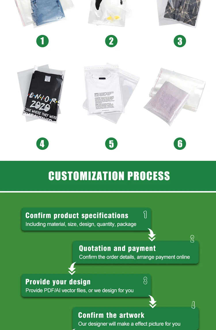 Custom Logo Printing Resealable Apparel Package OPP Bag