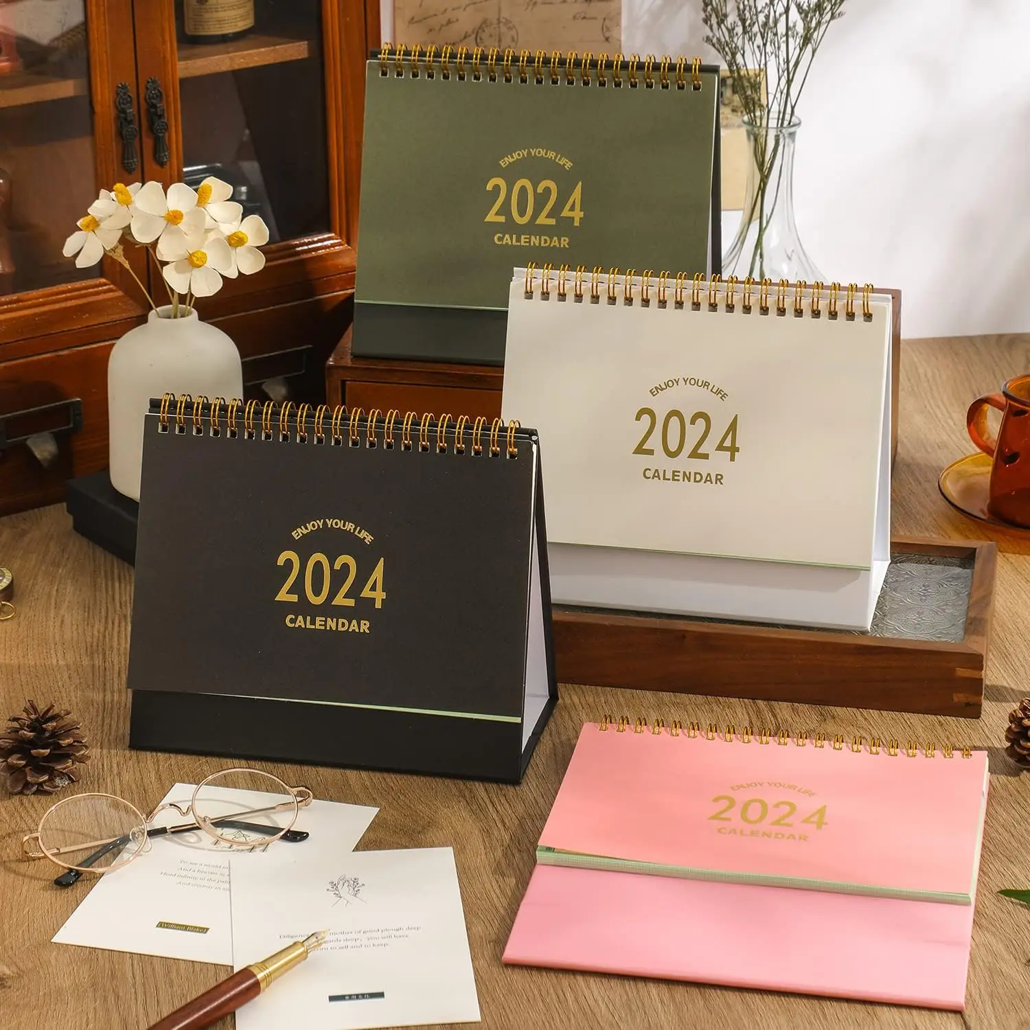 Custom Small Desk Calendar 2024,Standing Flip Desktop Calendar 2024 ...