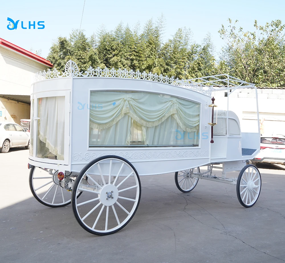 New Modern Design Coffin Horse Cart Pure White Horse Hearse Buggy ...